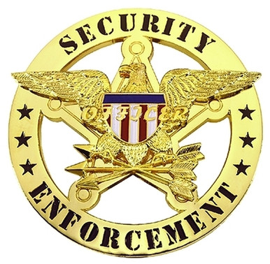 SECURITY ENFORCEMENT Badge, Enameled & Plated Durable 5-Pc Pin/Catch, 2 ...