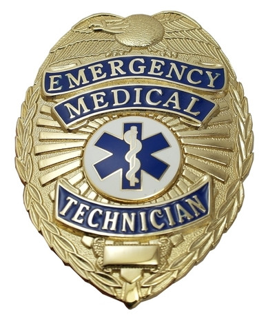 EMERGENCY MEDICAL TECHNICIAN Badge, Durable 5-Pc Pin/Catch, 2-1/8x3 ...