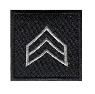 SGT, Embroidered Rank, Pair, Silver/Black, 1-1/2x1-1/2" - Hero's Pride