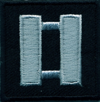 Captain, Embroidered Rank, Pair, Silver/Black, 1-1/2x1-1/2" - Hero's Pride