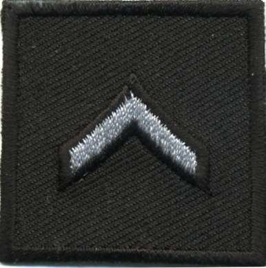 PFC, Embroidered Rank, Pair, Silver/Black, 1-1/2x1-1/2" - Hero's Pride
