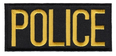 POLICE Chest Patch, Medium Gold/Black, 4x2" - Hero's Pride