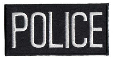 POLICE Chest Patch, White/Black, Heat Seal, 4x2" - Hero's Pride
