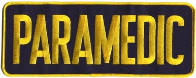 PARAMEDIC Back Patch, Medium Gold/Navy, 11x4" - Sew On backing - Hero's ...
