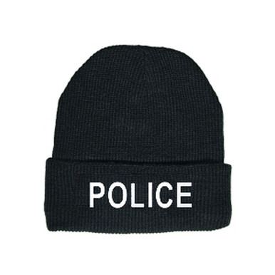 POLICE Watch Cap, White/Black, One Size Fits All - Hero's Pride