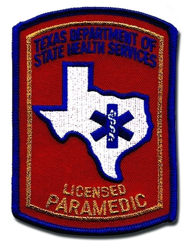 TEXAS LICENSED PARAMEDIC Shoulder Patch, Metallic Gold, 3-5/8x5" - Hero ...