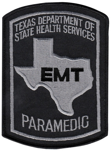 TEXAS EMT PARAMEDIC Shoulder Patch, Black/Grey, 3-5/8x5" - Hero's Pride