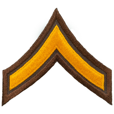 PFC Chevrons, Dk Gold/Brown, 3" Wide, Pairs - Hero's Pride