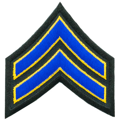 Corporal Chevron, Royal-Summer Gold/Black, 3" Wide, Pairs - Hero's Pride