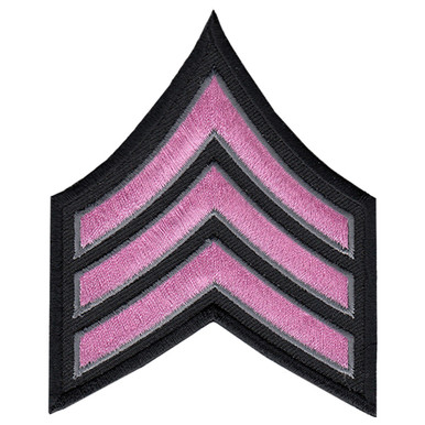 Pink Line - SGT Chevrons, Pink/Grey on black, 3" Wide, Pairs - Hero's Pride