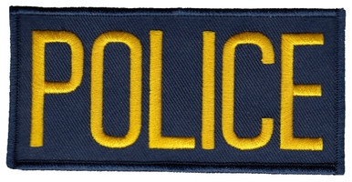 POLICE Chest Patch, Medium Gold/Navy, 4x2" - Hero's Pride