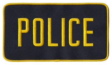 POLICE Back Patch, Med Gold/Midnight, 9x5" - Sew On backing - Hero's Pride
