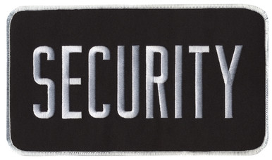 SECURITY Back Patch, White/Black, 9x5" - Sew On backing - Hero's Pride