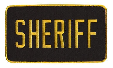 SHERIFF Back Patch, Medium Gold/Black, 9x5" - Sew On backing - Hero's Pride