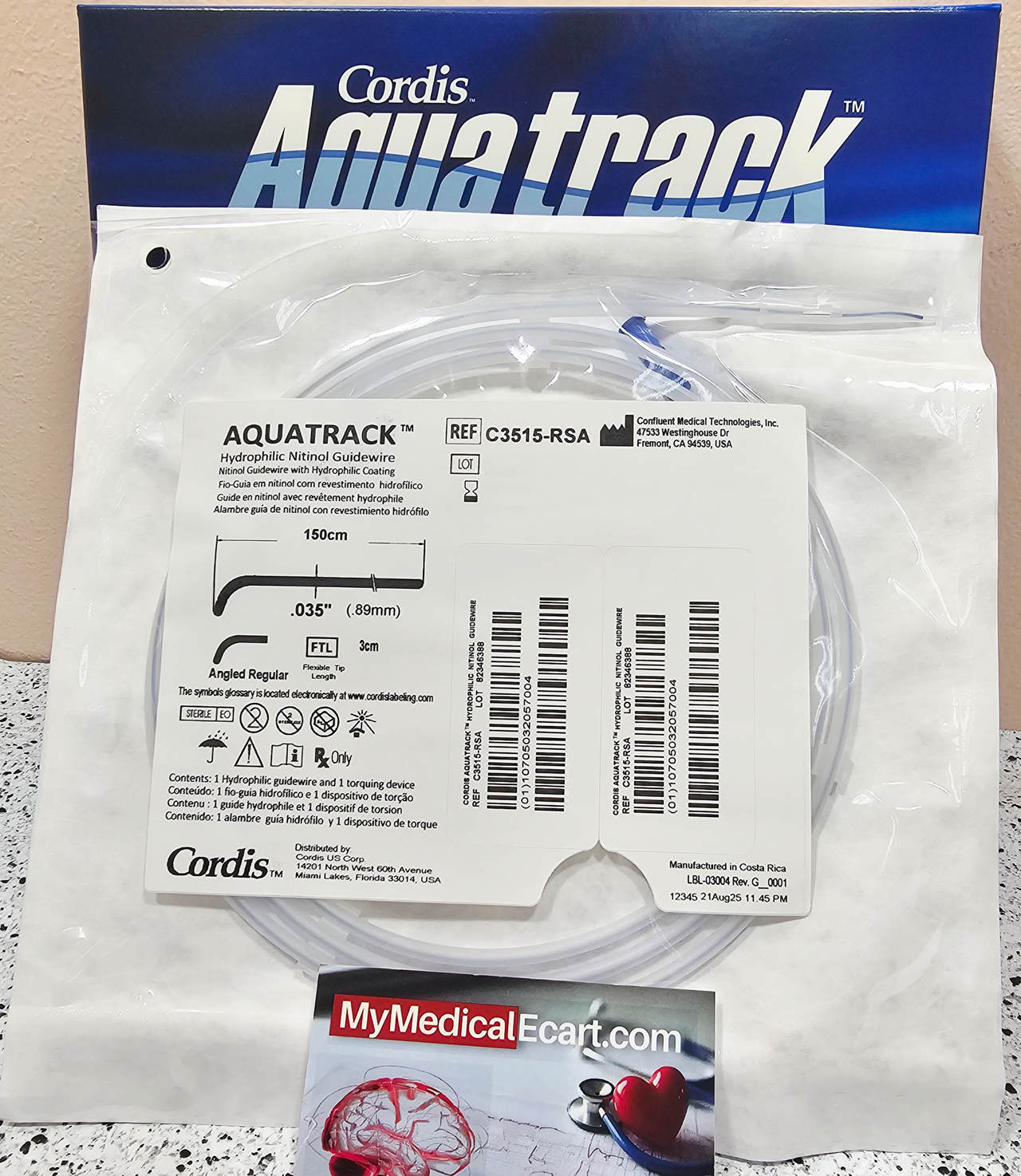 Cordis C3515RSA AQUATRACK® Hydrophilic Angled Tip Nitinol Vascular ...