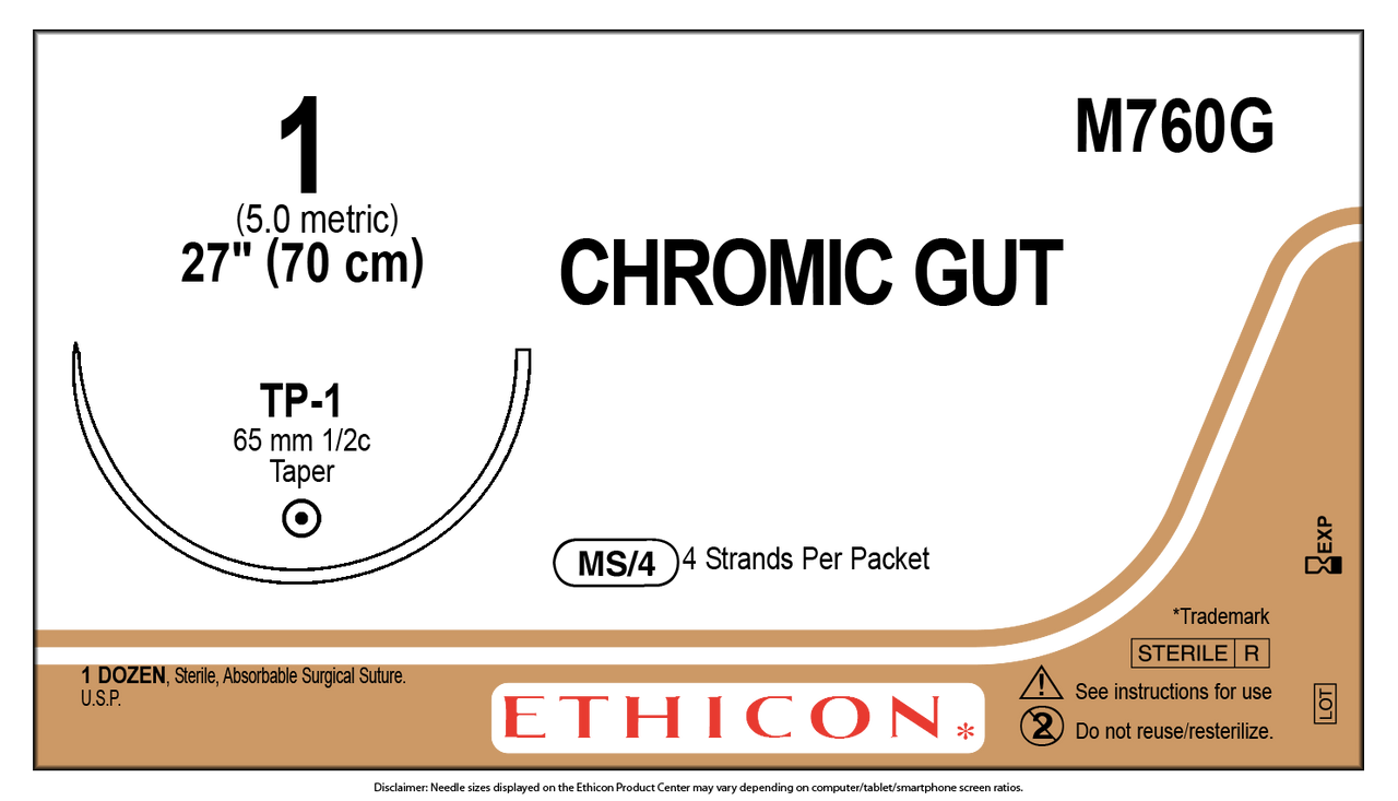 Ethicon M760G Surgical Gut Suture - Chromic