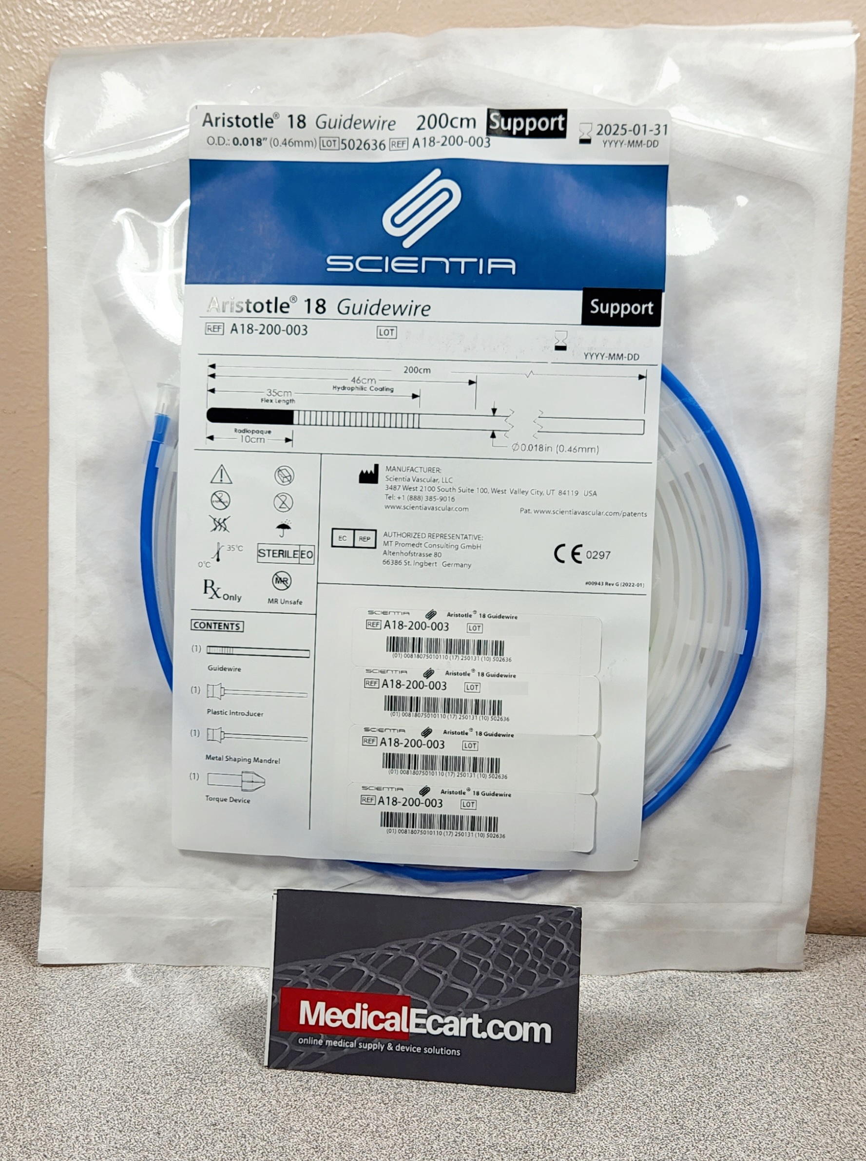 Scientia A18-200-003 Aristotle ® 18 Guidewire, SUPPORT Profile Wire