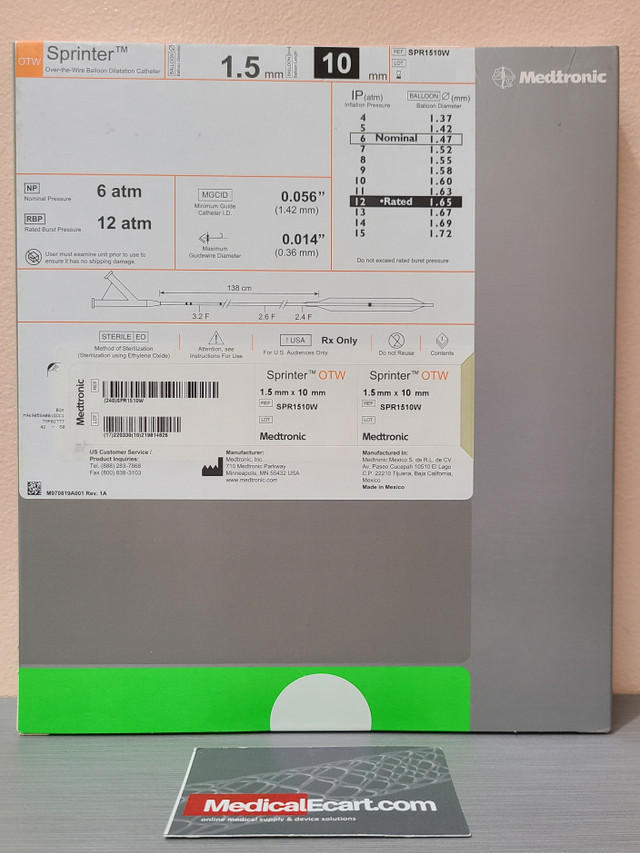 Medtronic SPR1510W Sprinter™ OTW Semicompliant Balloon Dilatation ...