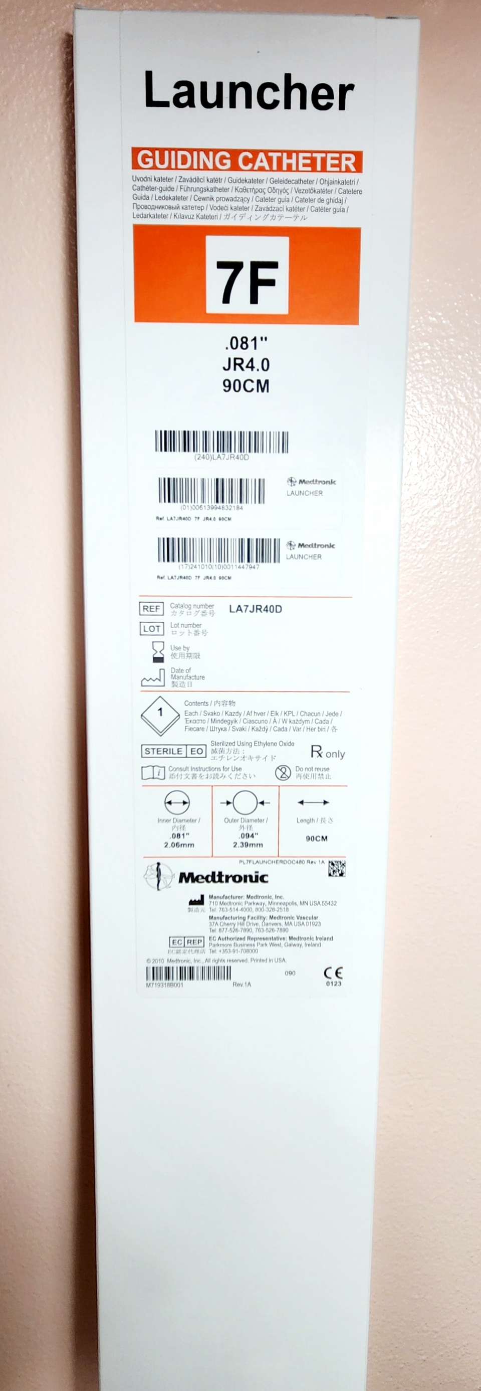 LA7JR40D, Medtronic, Launcher, Coronary Guide Catheter, JR4.0