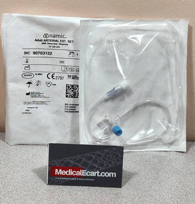 Namic 90703122, Adult Arterial Extension Set, 3-Way Stopcock