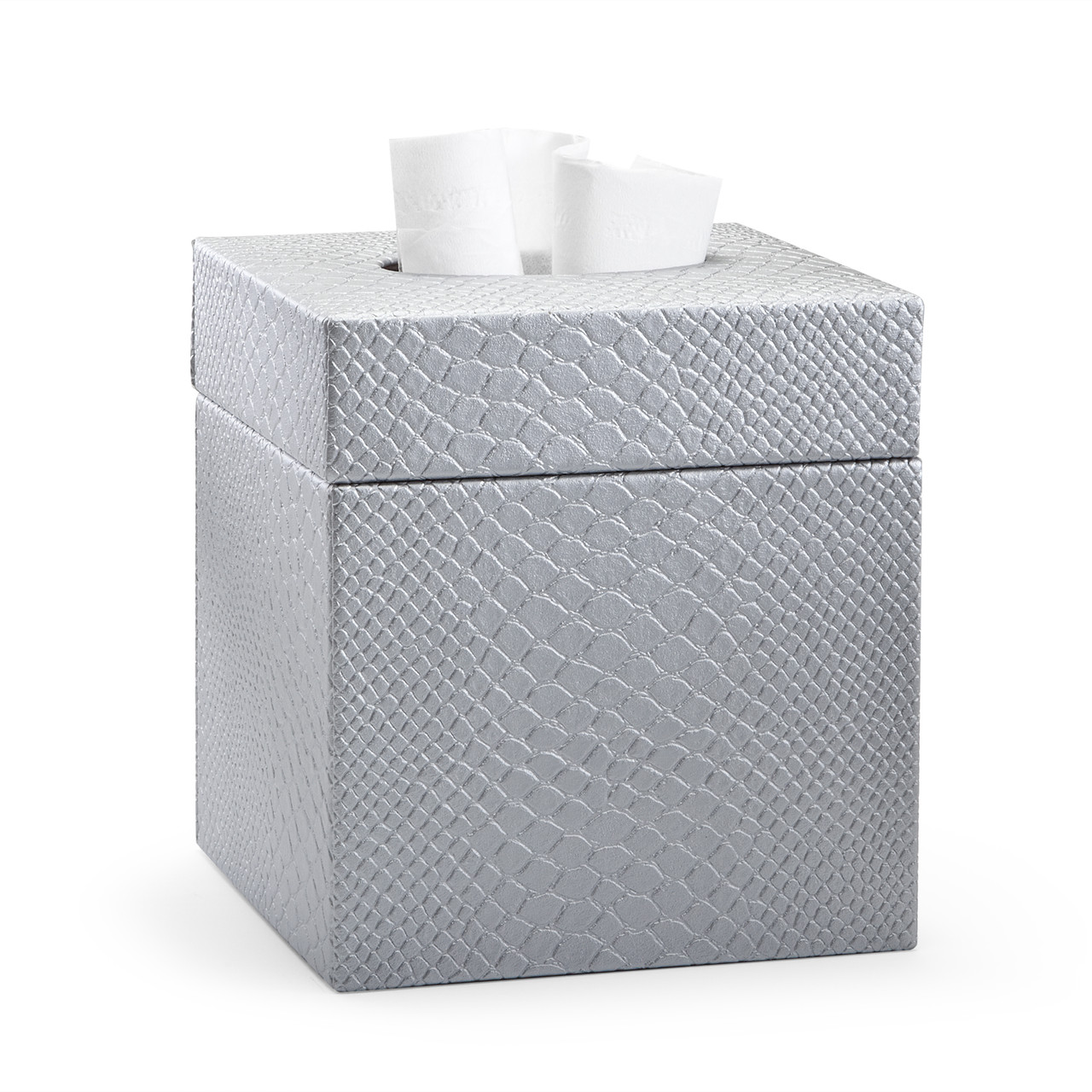 Silver Tissue Box in Faux Snake - Conda Bath Set | Labrazel