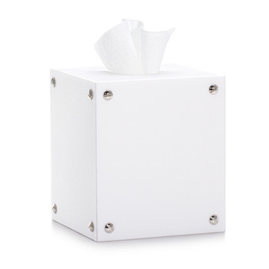 Luxury White & Chrome Tissue Box Cover from Italy