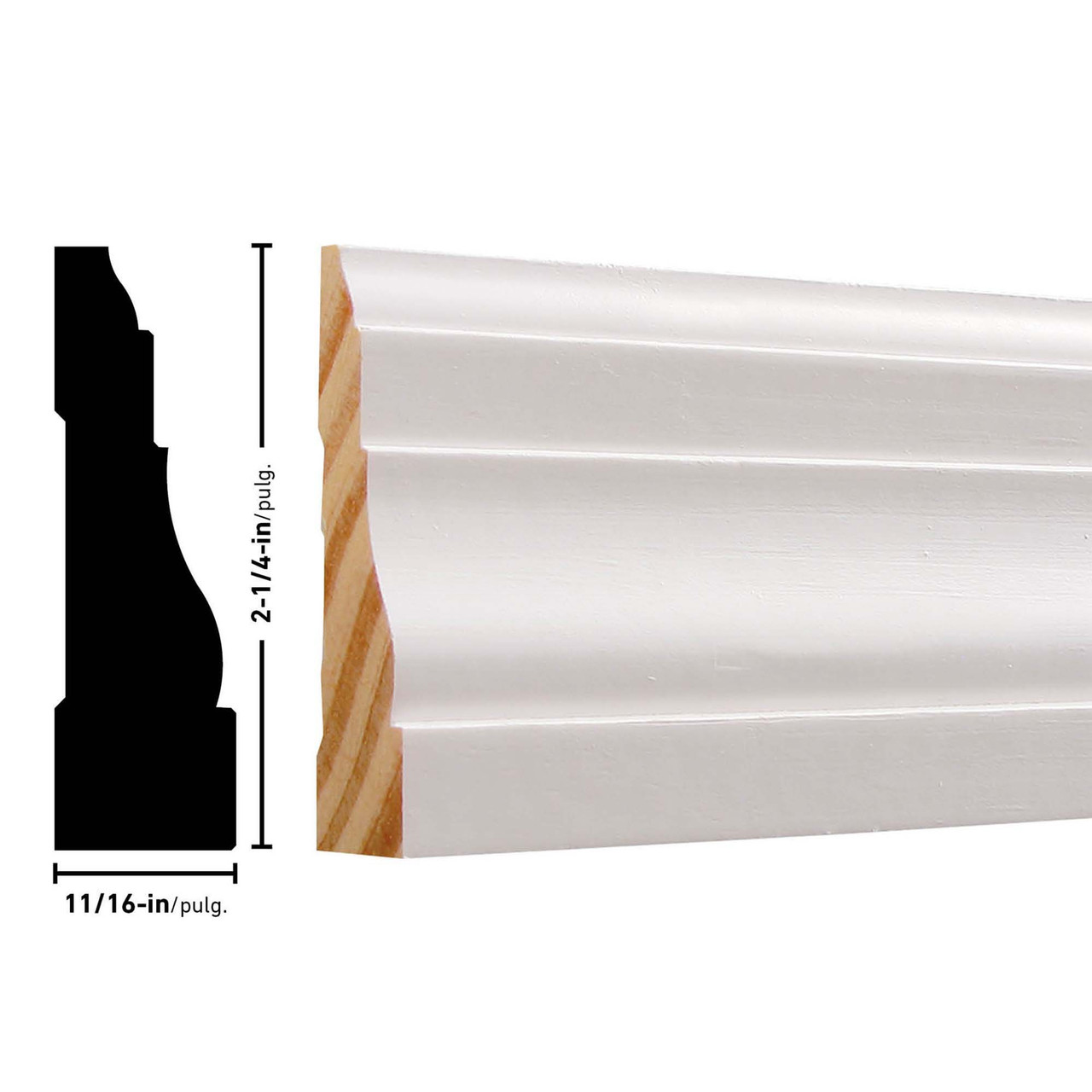 366 Clay Coat Primed FJ Pine Casing - 11/16" x 2-1/4" - Empire Moulding ...