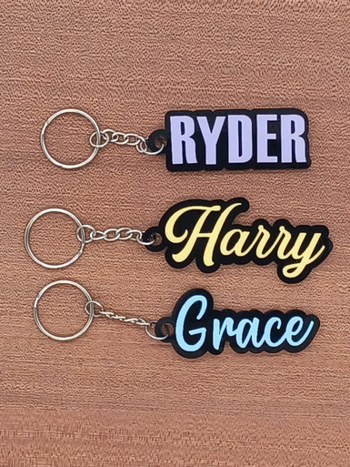 Personalized Acrylic Name Keychain Black Backing