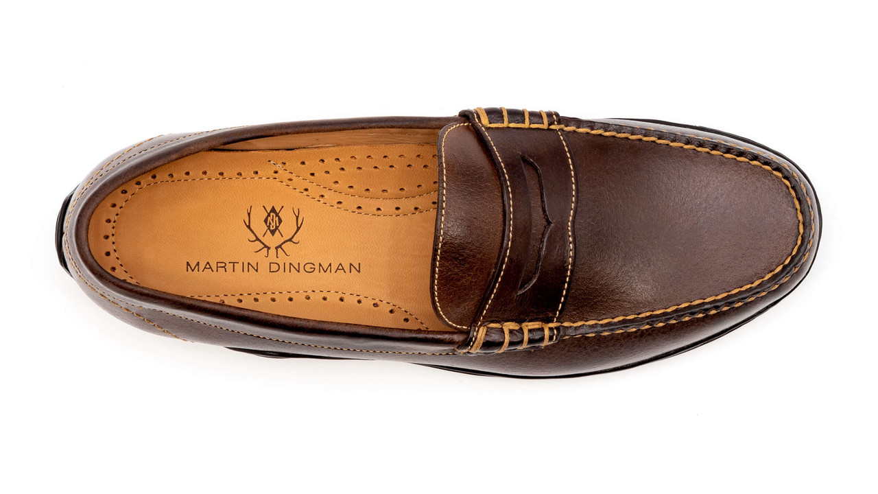 Martin Dingman Men's Leather Penny Loafer Walnut Water Buffalo Leather ...