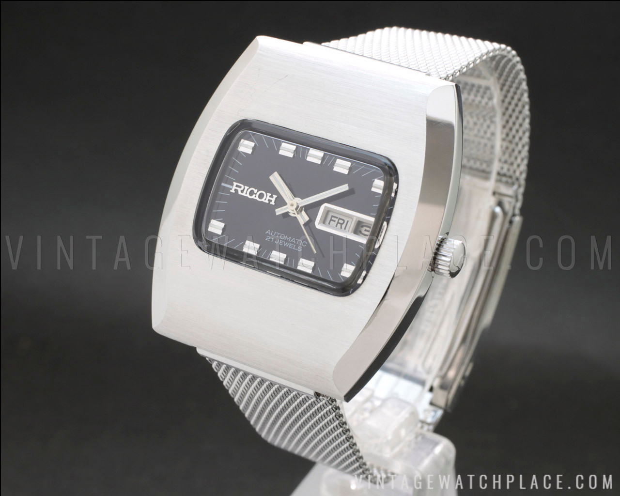 New Old Stock 70's Ricoh automatic vintage watch, rare shape, all ...