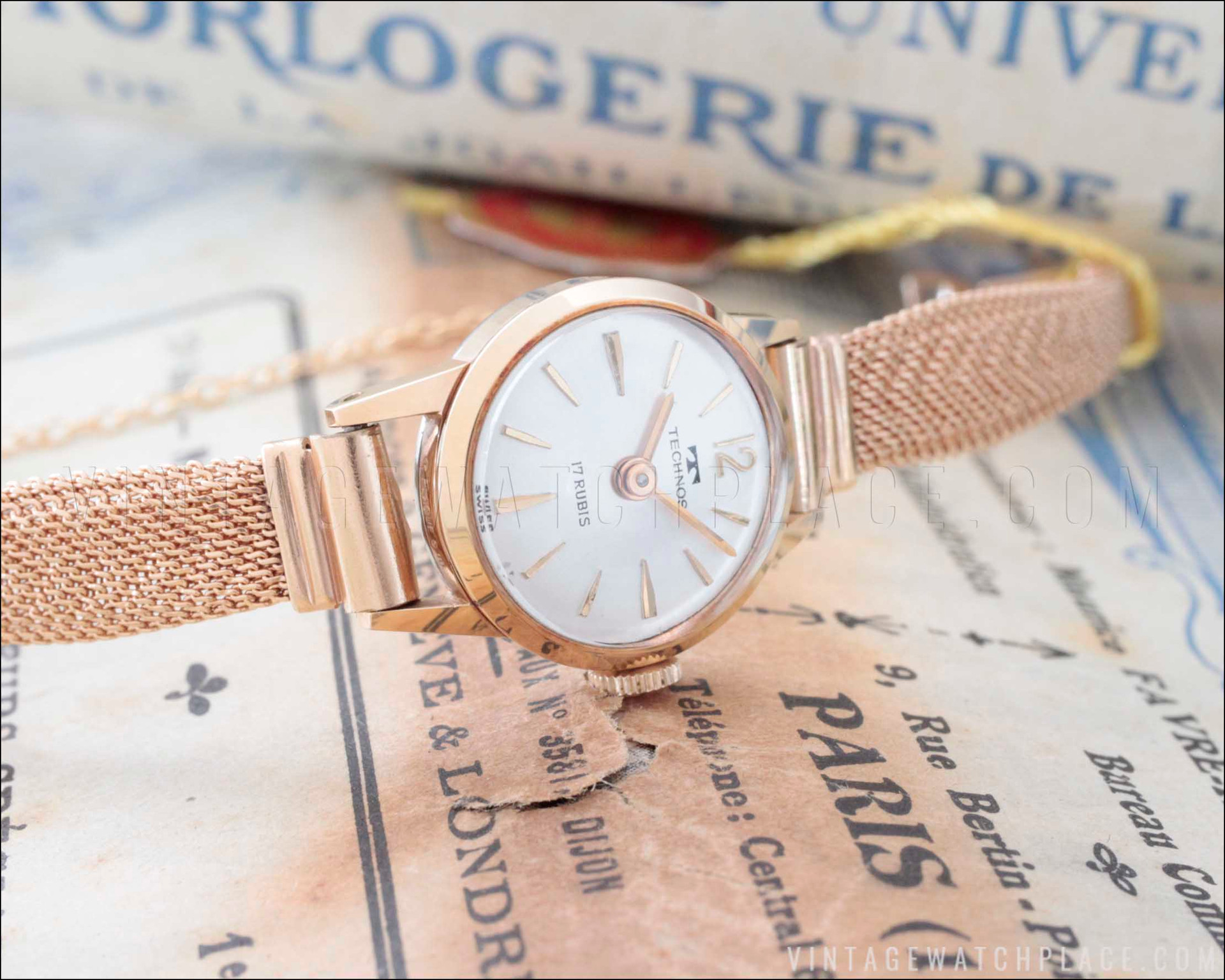 New Old Stock 60's Ladies' Tiny Technos cocktail jewel bracelet watch ...