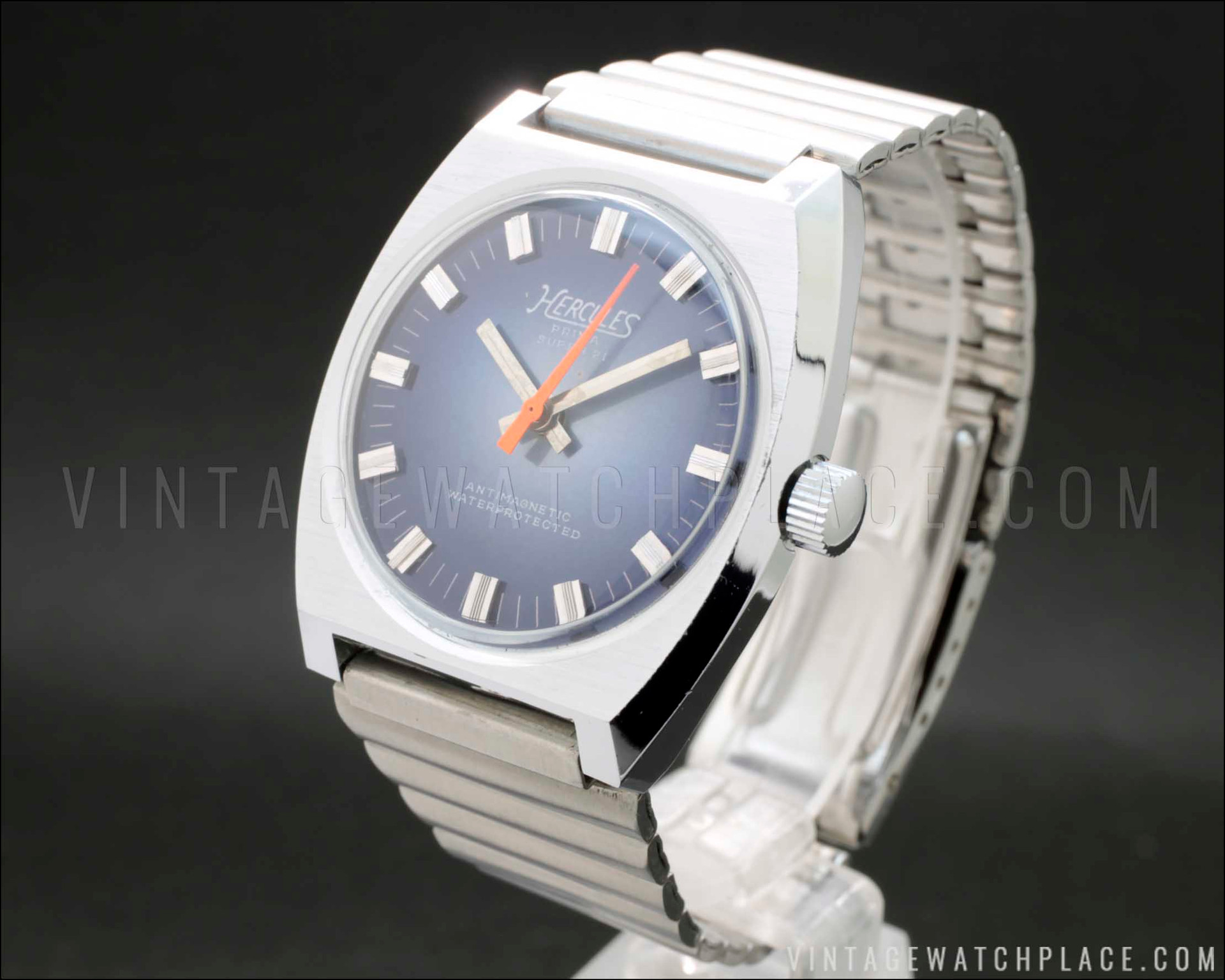 New Old Stock 70's Hercules Prima mechanical vintage watch, blue color ...