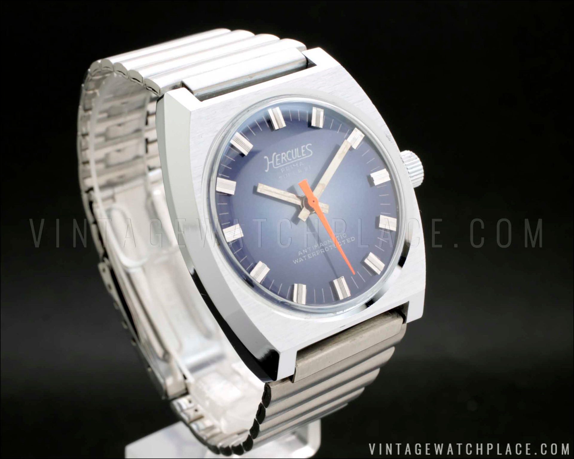 New Old Stock 70's Hercules Prima mechanical vintage watch, blue color ...