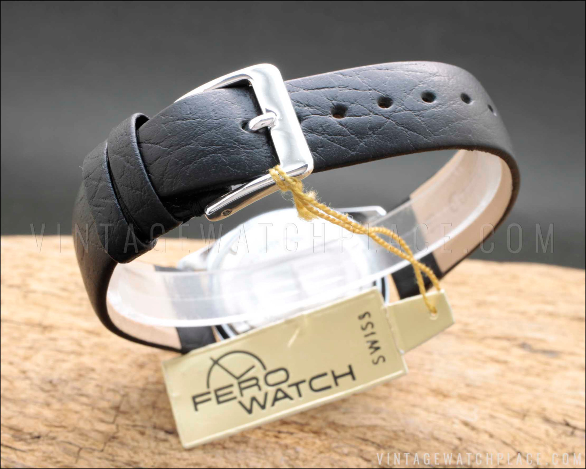 New Old Stock 60's Fero Feldmann black dial mechanical vintage watch, beautiful black dial ...