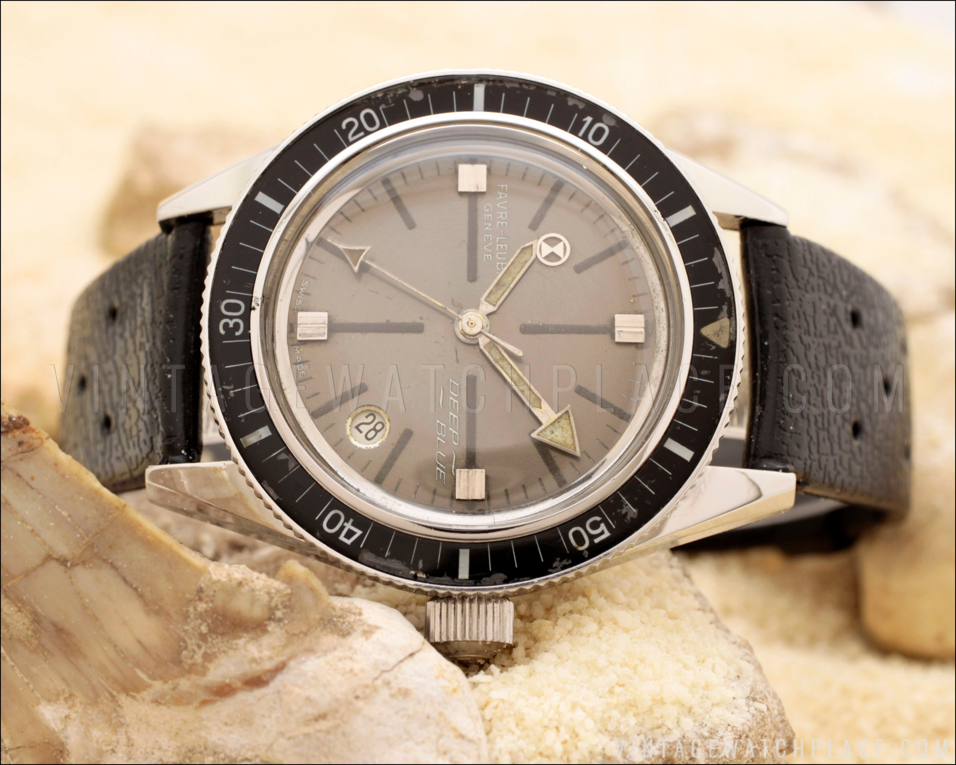 60's Favre-Leuba Deep Blue 59603 automatic diver vintage watch ...