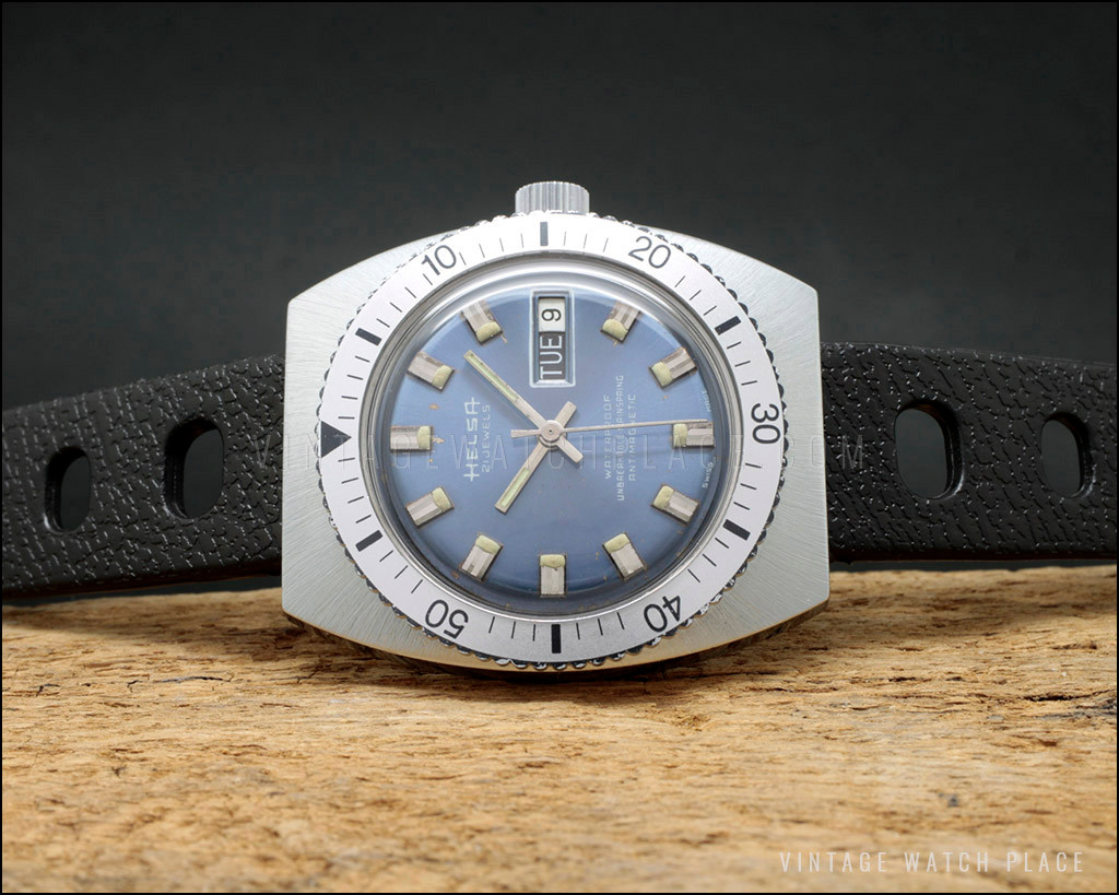 New Old Stock Helsa rare Diver's vintage mechanical watch, Swiss made ...