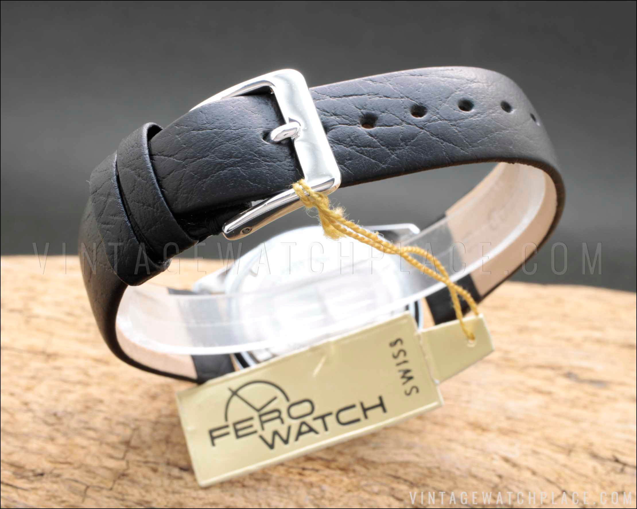 New Old Stock 60's Fero Feldmann black dial mechanical vintage watch ...
