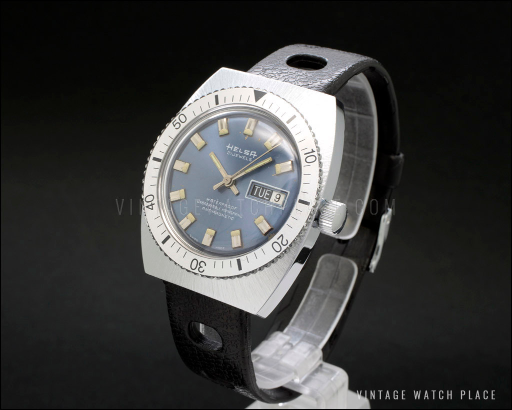 New Old Stock Helsa rare Diver's vintage mechanical watch, Swiss made ...