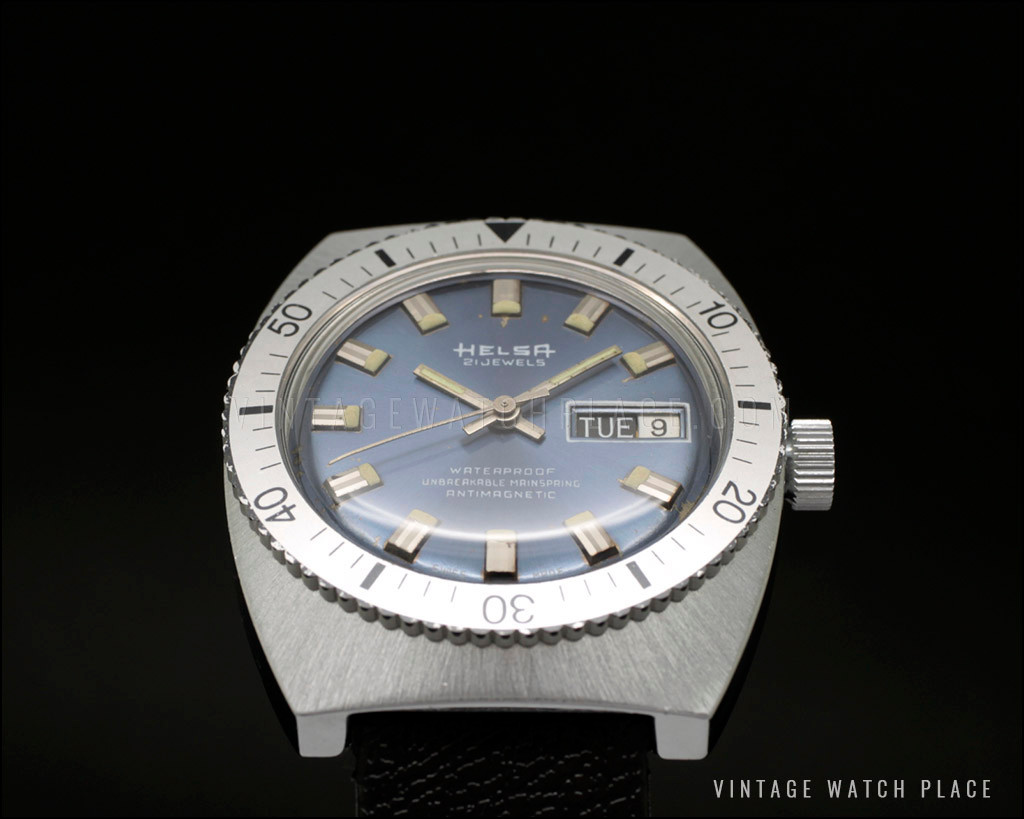 New Old Stock Helsa rare Diver's vintage mechanical watch, Swiss made ...