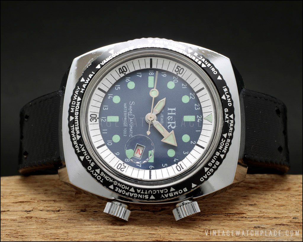 New Old Stock H&R world time Diver's vintage mechanical watch, very ...