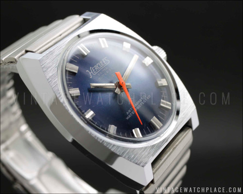 New Old Stock 70's Hercules Prima mechanical vintage watch, blue color ...
