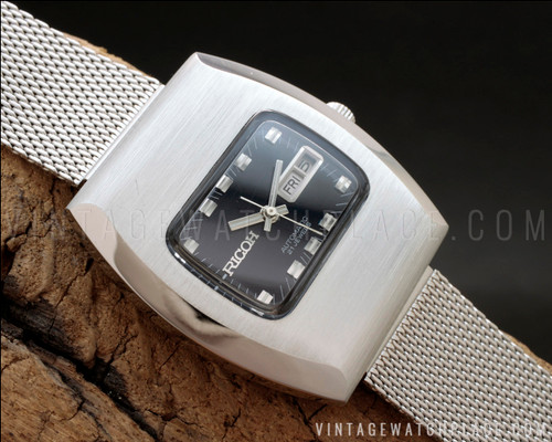 New Old Stock 70's Ricoh automatic vintage watch, rare shape, all ...
