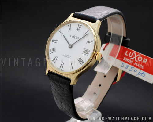 New Old Stock 70's unisex Luxor classic dress mechanical vintage watch ...