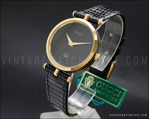 New Old Stock Gucci vintage watch, from the 80's, beautiful black dial ...