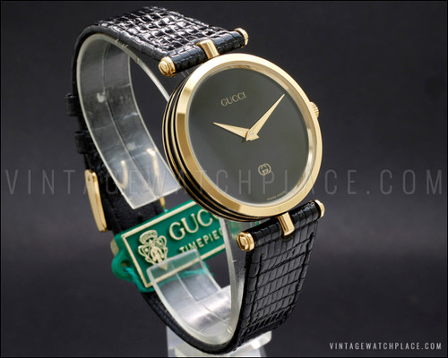 New Old Stock Gucci vintage watch, from the 80's, beautiful black dial ...
