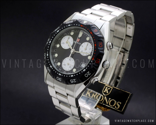 New Old Stock Diver's Kronos Chronograph vintage watch, panda dial, 100 ...