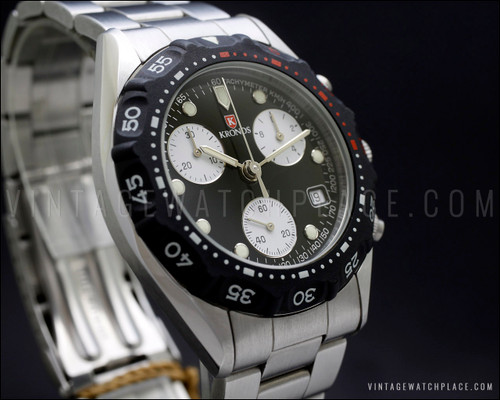 New Old Stock Diver's Kronos Chronograph vintage watch, panda dial, 100 ...