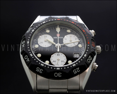 New Old Stock Diver's Kronos Chronograph vintage watch, panda dial, 100 ...