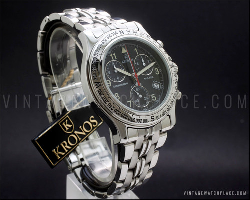 New Old Stock Kronos Aviator chronograph Quartz vintage watch ref. 4 ...