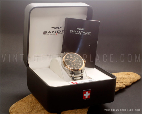 New Sandoz Chronograph, Sapphire crystal, rose gold plated & Stainless ...